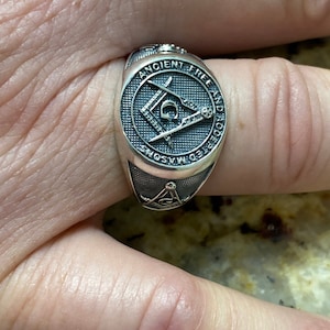 Masonic Ring Signet Ring AF & AM Ancient Free and Accepted Masons ...