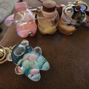 Bears Milk Tea Liquid Keychain Boba Keychain Quicksand - Etsy