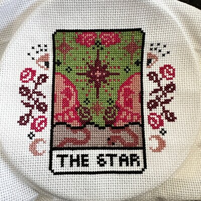 DIGITAL PATTERN the Fool Tarot Card Modern Cross Stitch Moon Stars ...