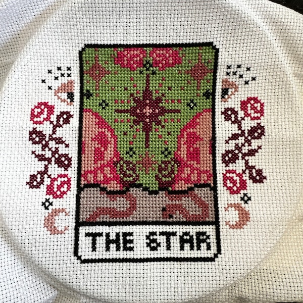 DIGITAL PATTERN the Lovers Tarot Card Modern Cross Stitch - Moon Stars ...