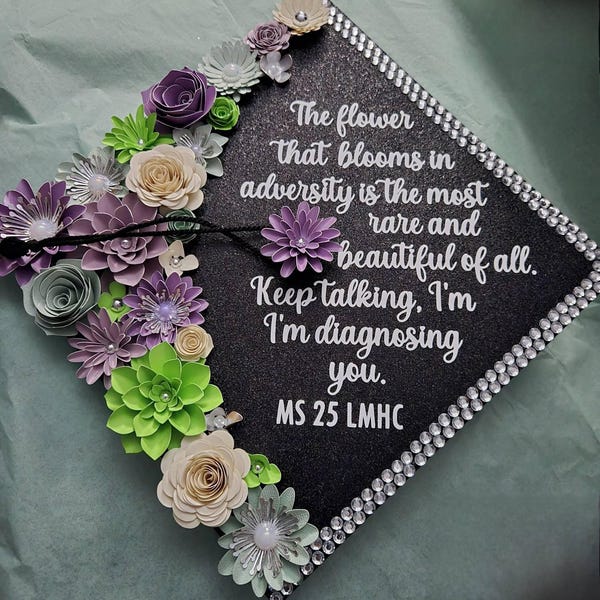 Graduation Cap Toppers/ Flower Graduation Cap/ Glitter Graduation Cap ...