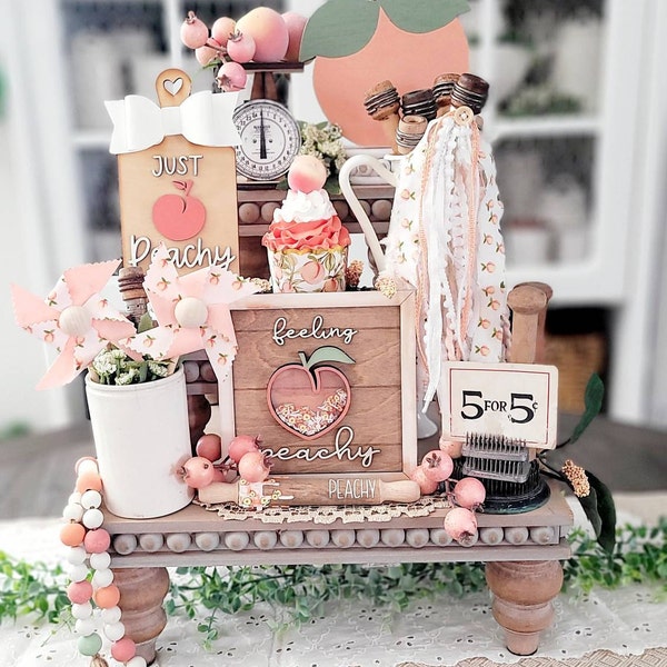 Wood Peach, Rustic Peach, Peach Decor, Peach Theme, Peach Tiered Tray ...