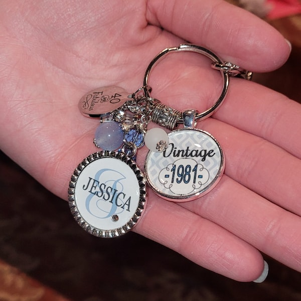 Birthday Gift Personalized Vintage 40th Birthday Keychain Name Mother ...