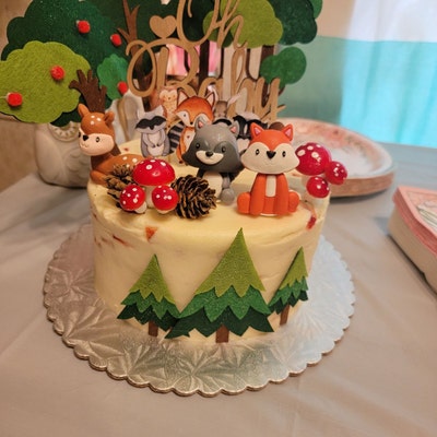 Woodland Cake Topper, Forest Animals Cake Topper, Straw Cake Topper ...