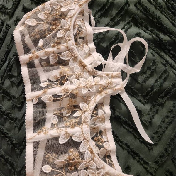 Cupless Corset, Underbust Corset With Embroidered Flowers - Etsy