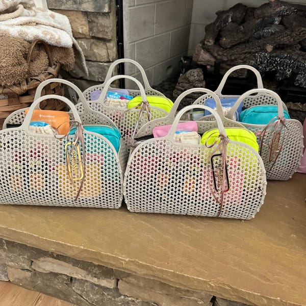 Custom Handmade Jelly Bag With Name Tag - Personalized Beach Tote Girls ...