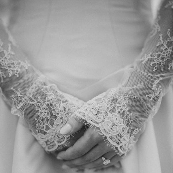 Long Fingerless Lace Gloves, Ivory Wedding Sleeves, Detachable Lace ...