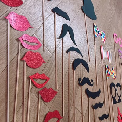 Photo Booth Props on a Stick 18 Piece Set Weddings - Etsy