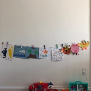 Rainbow Clothesline Artwork Display, Rainbow Art Work Display, Baby ...