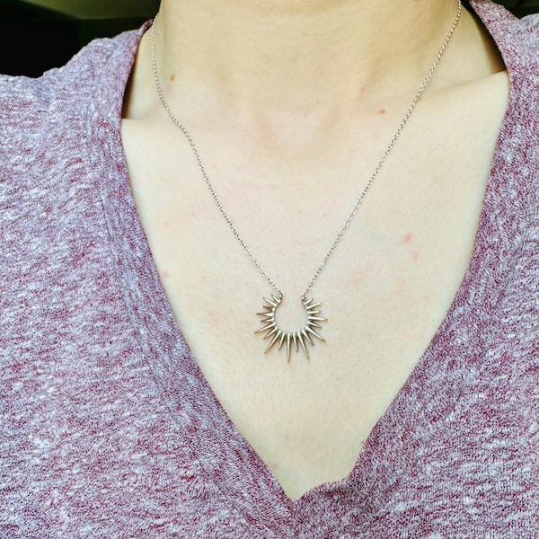 Sun Necklace - Spike Necklace - Pendant Necklace - Dainty Necklace ...