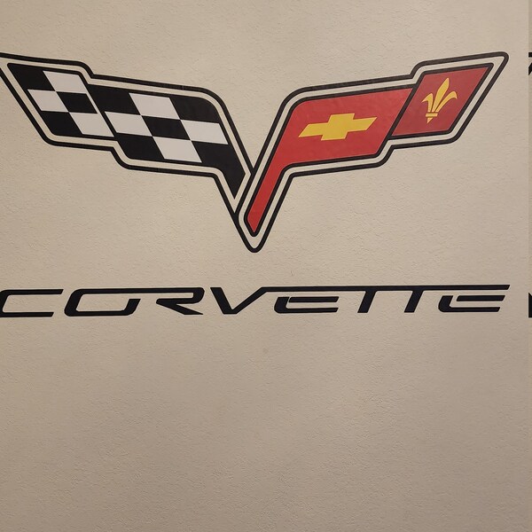 Corvette Logo Wall Decal Art Racing Car Vinyl Wall Sticker - Etsy
