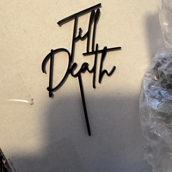 Til Death Cupcake Toppers, Black Engraved Acrylic Til Death Do Us Part ...