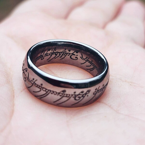 Custom Video Game Ring Mass Effect Ring N7 Combat Suit Engraved Black ...