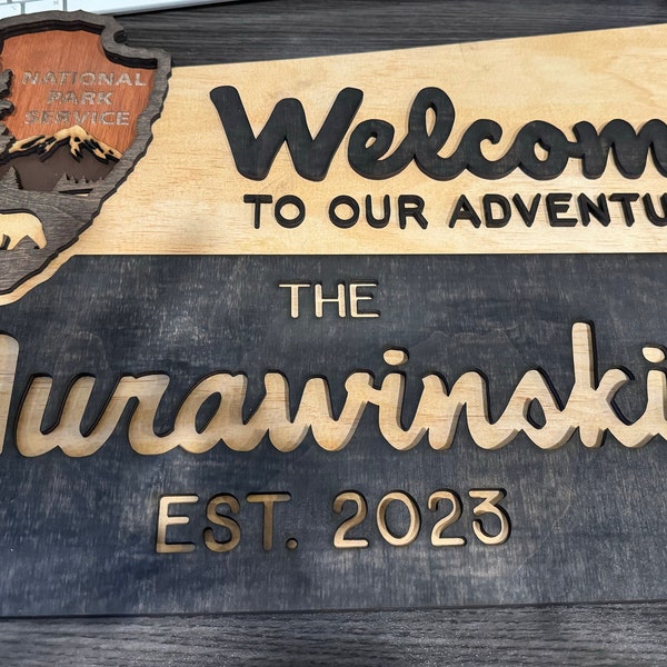 National Park Welcome Sign - NPS Inspired Family Name Sign, Nursery ...