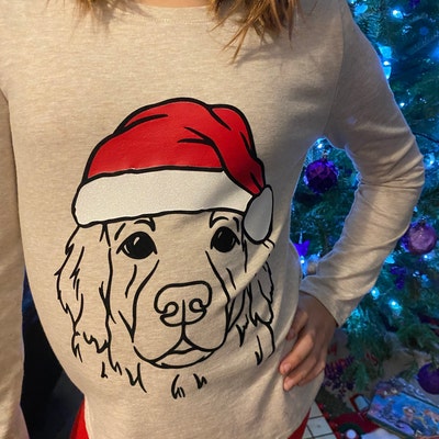 Dog Santa Hat Svg File, Christmas Dog Svg, Golden Retriever Svg ...