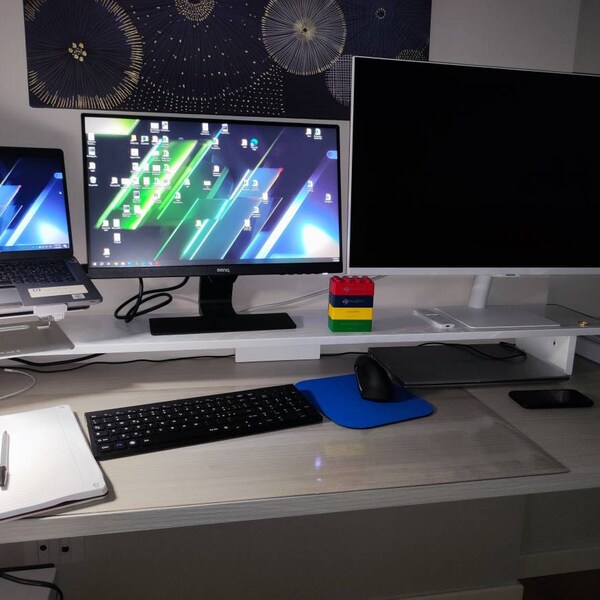 White Monitor Stand - Monitor Riser - Desk Shelf - Desk Shelf - White ...