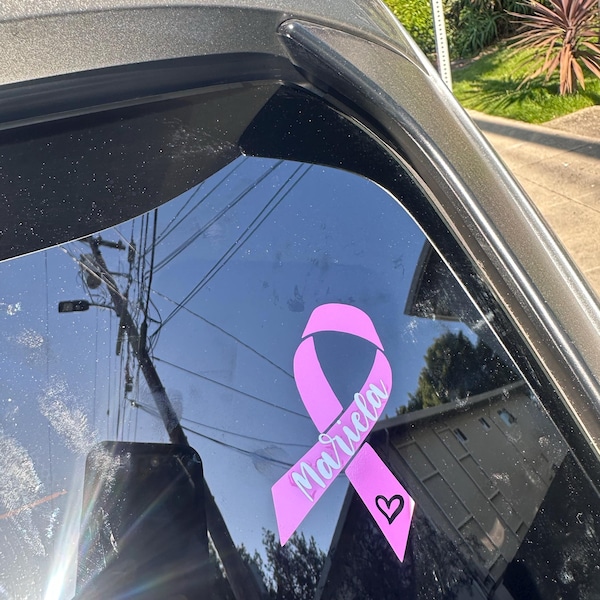 Personalized Breast Cancer Sticker | Pink Ribbon Vinyl Decal | Custom ...