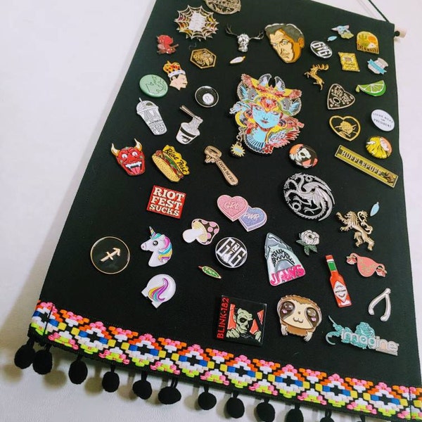 Enamel Pin Display in Black With Beautiful Vintage Trim and Black ...