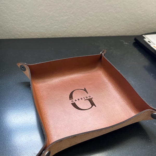 Monogrammed Catch All Tray Brown | Handmade Real Leather Personalized ...