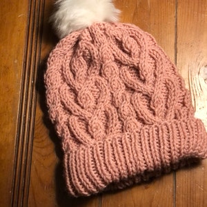 Cable Hat Pattern Heart Cables Knitting Tuque Pattern Knit Pink Love ...