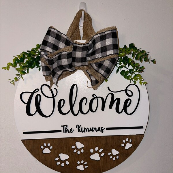 Dog Welcome Door Decor | Paw Welcome Door Hanger | Custom Door Sign ...