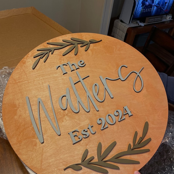 Round Last Name Sign, Round Wedding Sign, Established Sign, Wedding ...