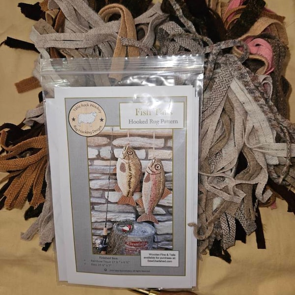 Fish Tails Paper Rug Hooking Pattern, Dimensional Stuffed Hooked Fish ...