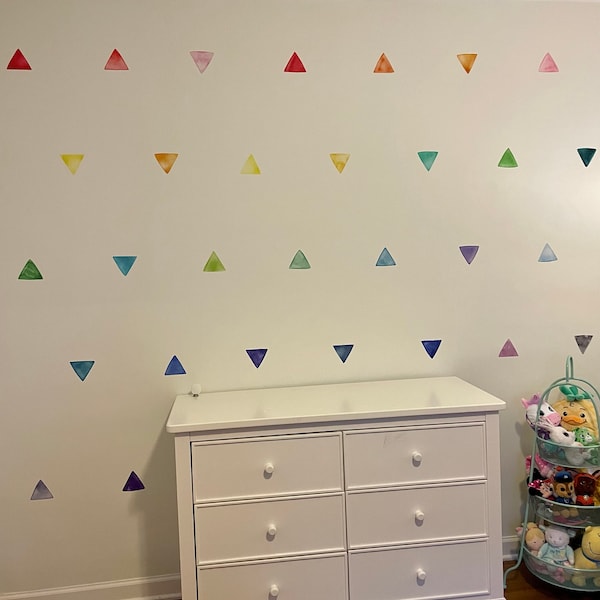 Small Rainbow Watercolor Triangles - Fabric Wall Decal - Color Story ...