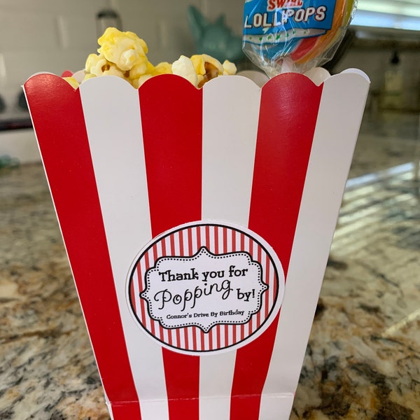 Thank You for Popping by Popcorn Label Favor Tags Circle Tags Printable ...