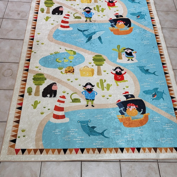 Space Themed Cute Kid's Rugadventurous Astronaut Childen's Matnavy Blue ...