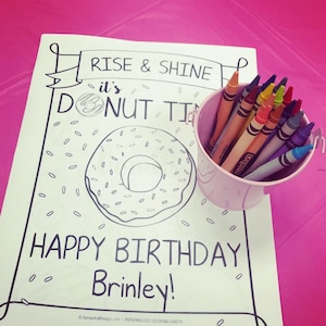 Donut Birthday Party Personalized Coloring Sheets Party Favor or ...
