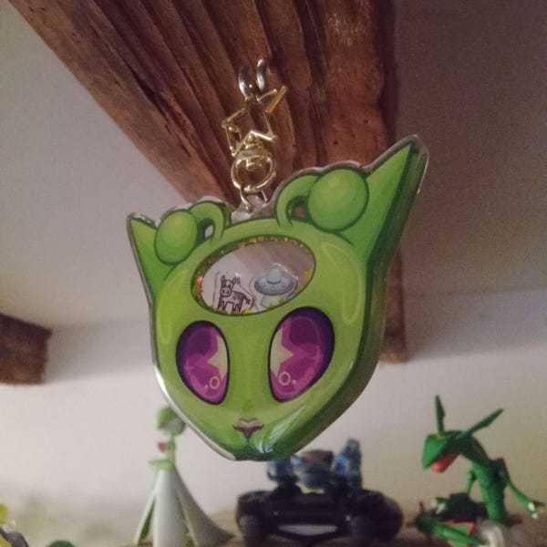 Alien Cat Shaker Keychain - Etsy