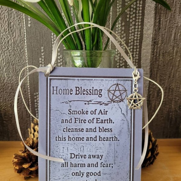 Home Protection Spell Chant Home Blessing Small Card and Pentacle Charm ...