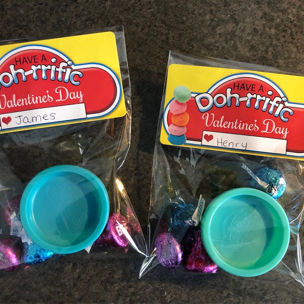 Playdough Valentine Stickers and Bags, Play-doh Valentines Treat Bags ...
