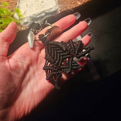 Hanging Macrame Bat Customizable Handmade Good Luck Charm Cute Spooky ...