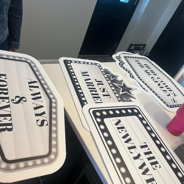 Bridal Party Entrance Wedding Signs - Black and White Marquee Signs - Etsy