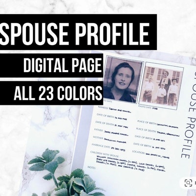 Spouse Profile: Printable Family History Form for Genealogy digital ...
