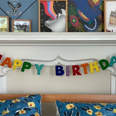 Felt Congratulations Banner Handmade Graduation Garland Blue and Yellow ...