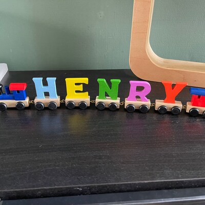 New Baby Gift Personalised Wooden Name Letter Train for Baby Birthday ...