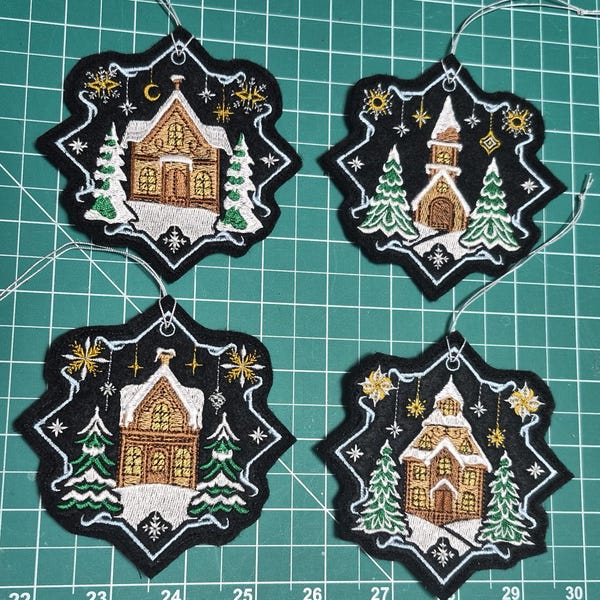 Winter Village Ornament ITH Embroidery Design Set - Etsy