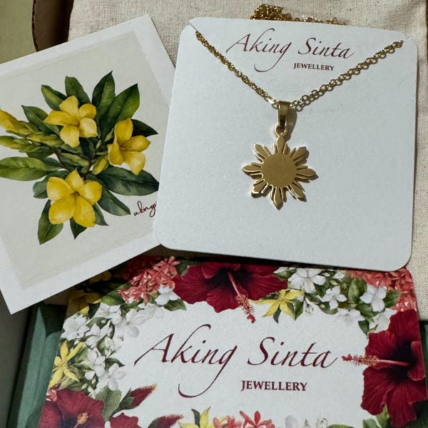 Araw Minimalist Necklace – Philippine Sun Pendant in 18K Gold Plated ...