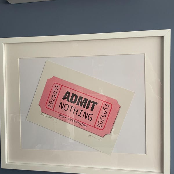 Admit Nothing Ticket Risograph Print: Signed Pop Art, A4 Size - Etsy