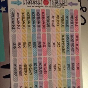 Quiz, Read, Study, Exam,school, College, Planner Stickers, Fits All ...