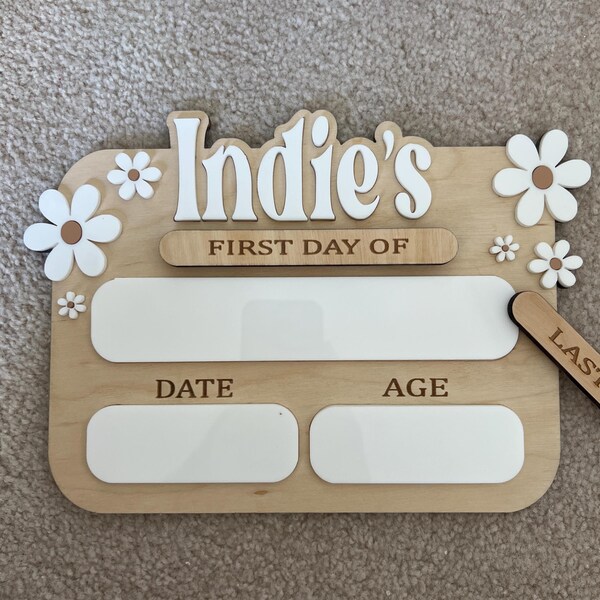 Daisy Flower Birth Sign Baby Birth Announcement Arched Wooden Birth ...