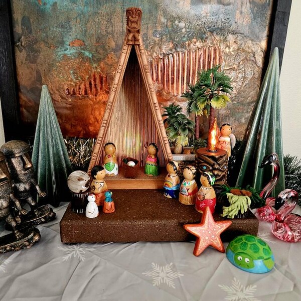 Hawaiian Nativity Set. Family. Present. Gift. Christmas. Chrstian ...