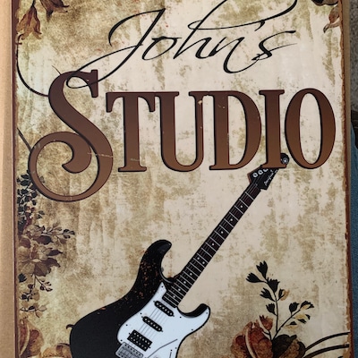 Custom GUITAR STUDIO SIGN, Customizable Guitar Studio Signs, Vintage ...