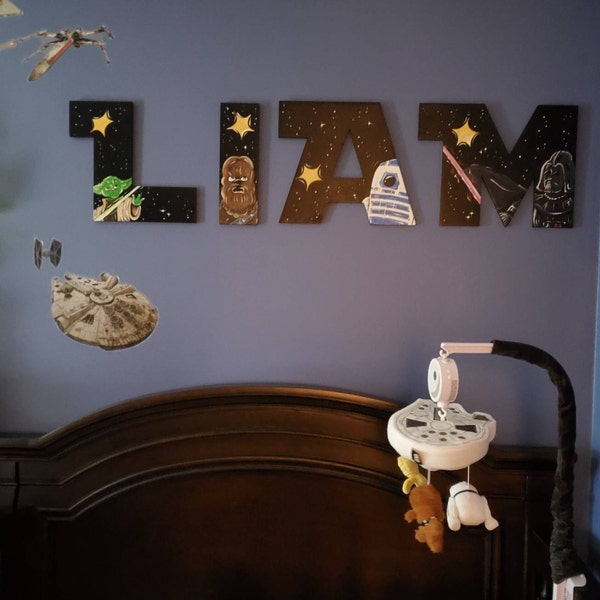 Star Jedi Space Wars Painted Letters, Black Star Jedi Painted Letters ...