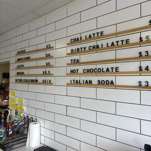 Wall Mounted Menu Rails With Changeable Letters, Wood Wall Menu Board ...