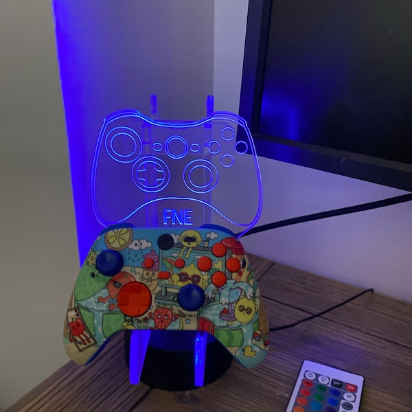 Personalised Neon Green Controller and Headset Gaming Station With ...