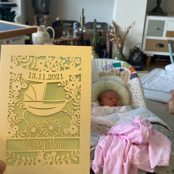 Personalised Papercut Vintage Pram New Baby Card - Etsy
